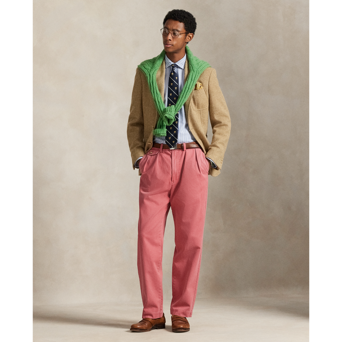 RALPH LAUREN whitman relaxed fit pleated chino pant
